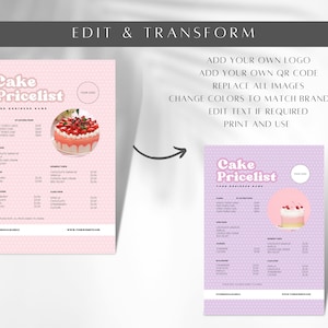 Bakery Cake Price List Template: Pink Editable Menu (canva) - Etsy