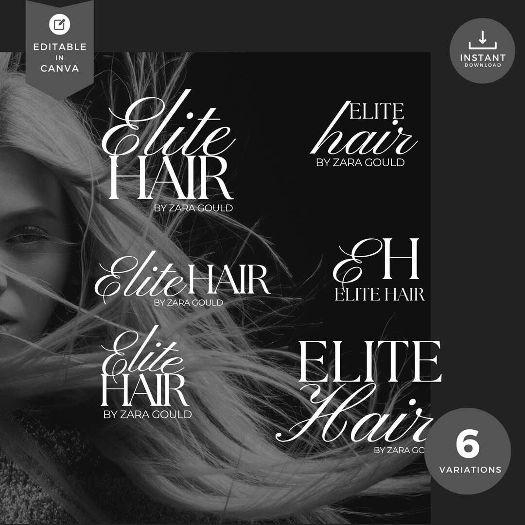 Editable Hair Salon Logo Design: DIY Beauty Branding (canva Template ...