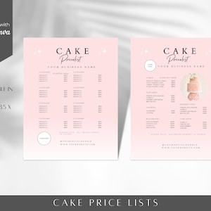 Cake Price List, Minimal Price List, Bakery Menu Template, Bakery Price ...