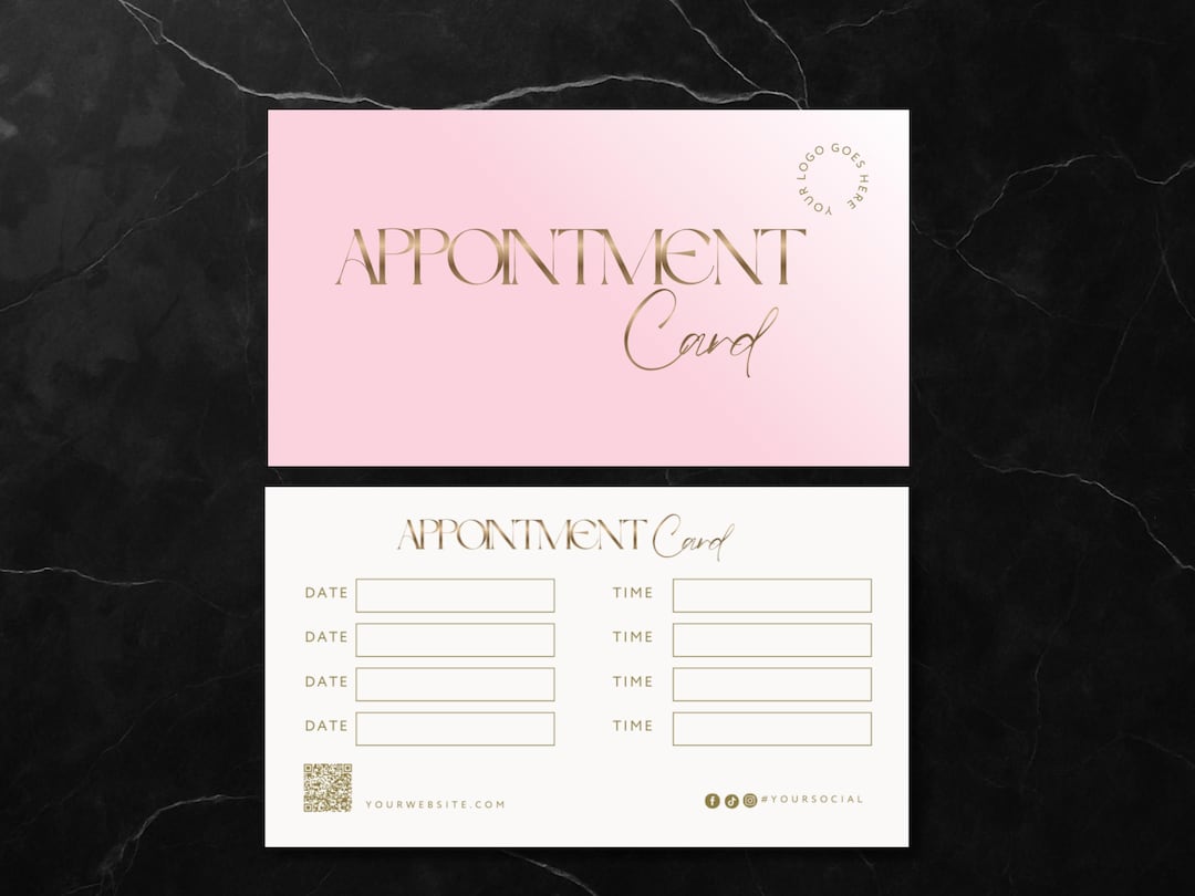 Appointment Reminder Cards, Pink and Gold Canva Template, WB-PGW - Etsy