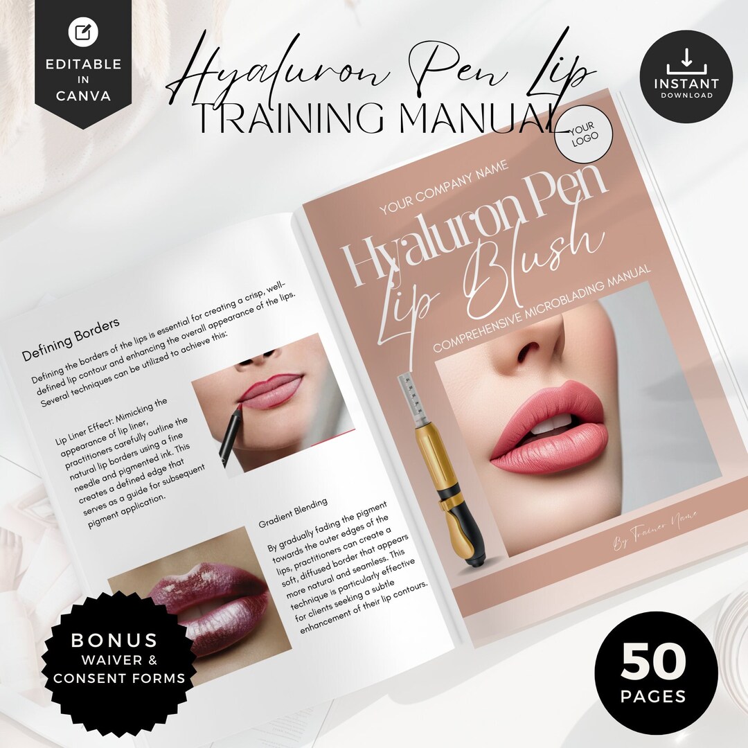 Hyaluron Pen Lip Filler Manual,microblading ,lip Training Mapping ...
