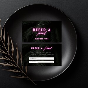 Tropical Refer a Friend Card: DIY Loyalty Template (canva) - Etsy