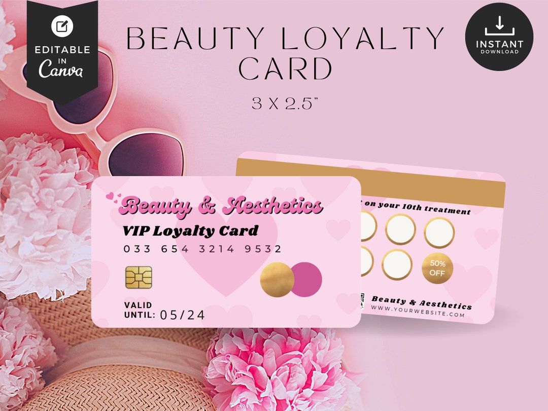 Pink Retro, Business Loyalty Card, Beauty Business Card, Girl Boss ...