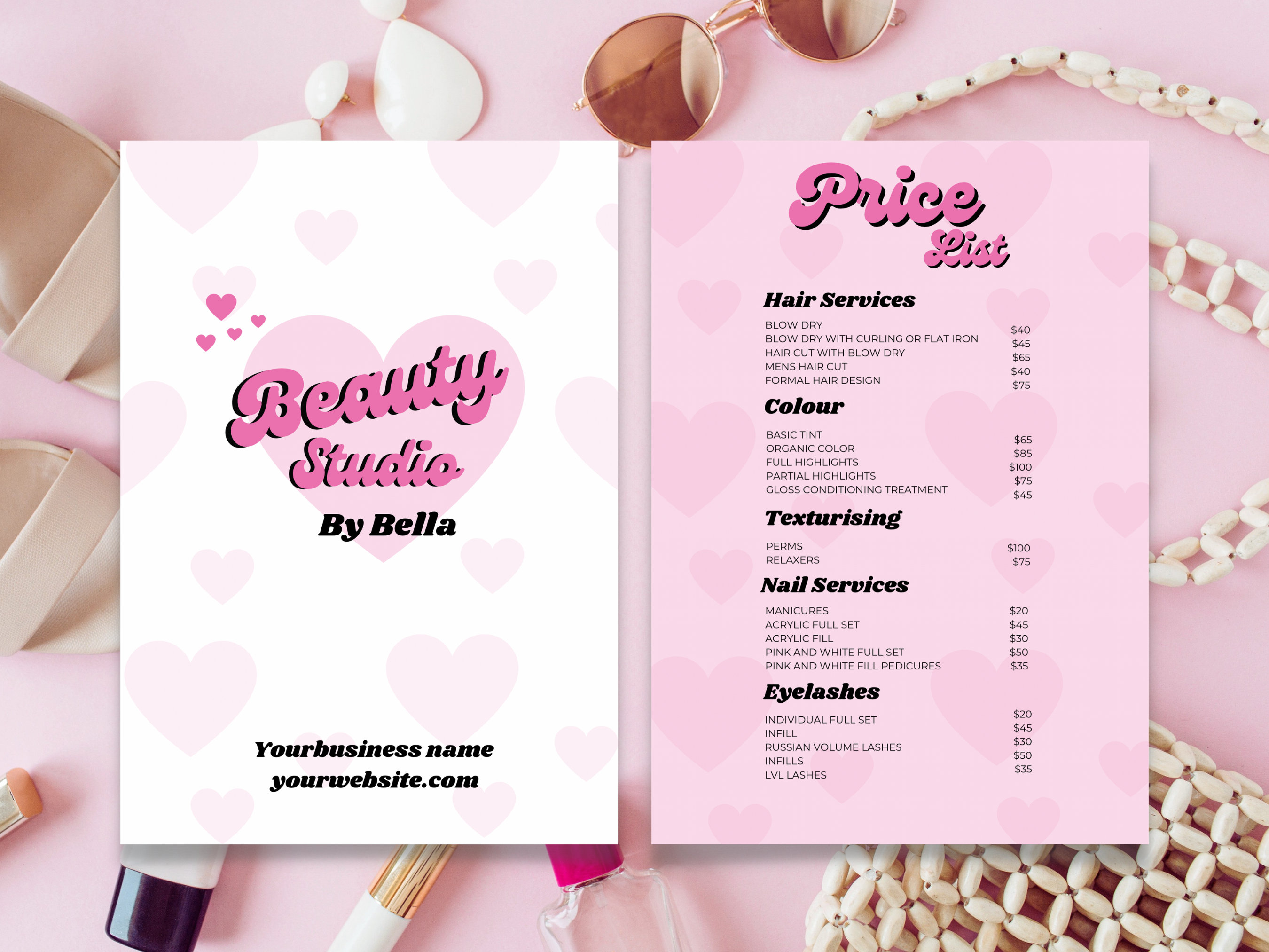 Beauty Price List Template Pink Retro Editable Price List - Etsy
