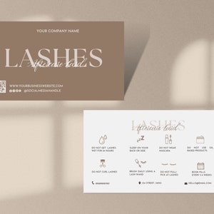 Aftercare Card Lash Business Card, Lash Care Card,lash Loyalty Card ...