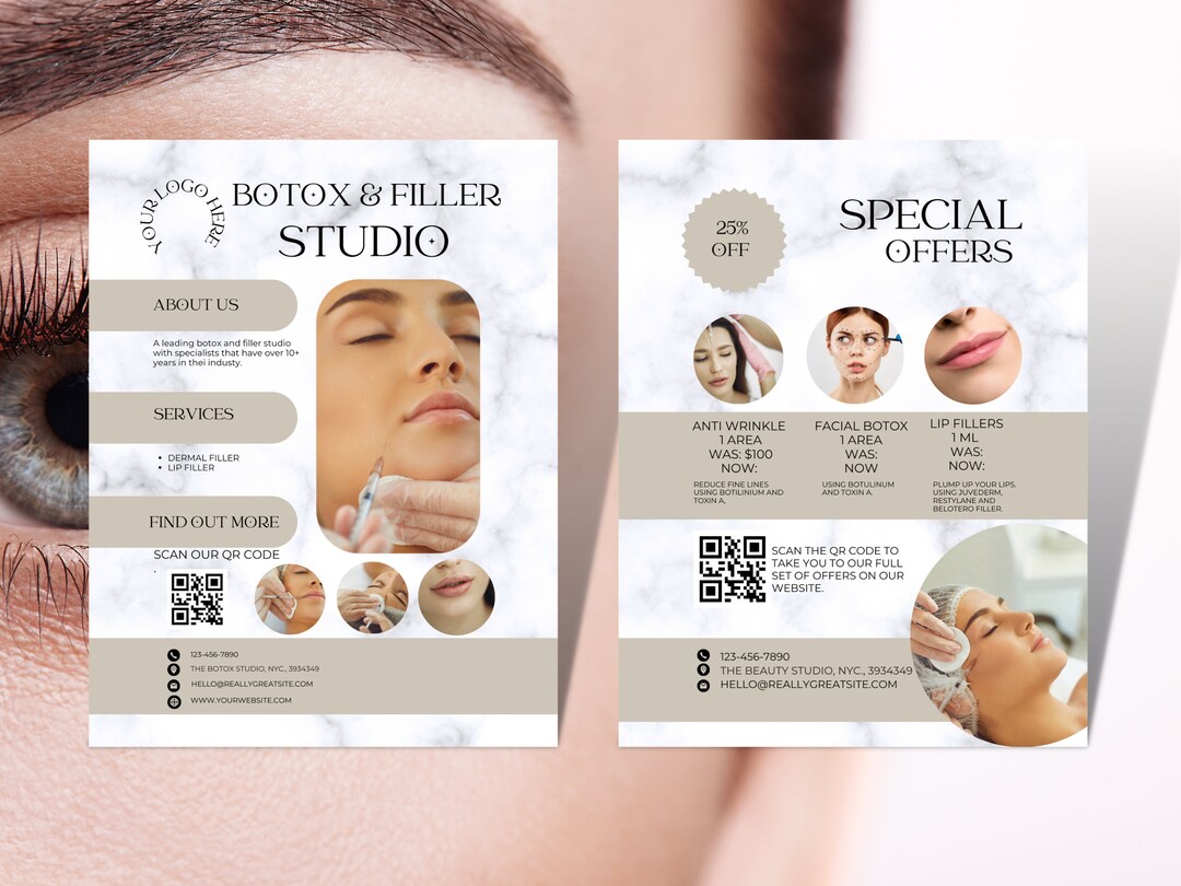 Botox Flyer, Derma Filler Flyer, Neutral Theme, for Estheticians, Nurse ...
