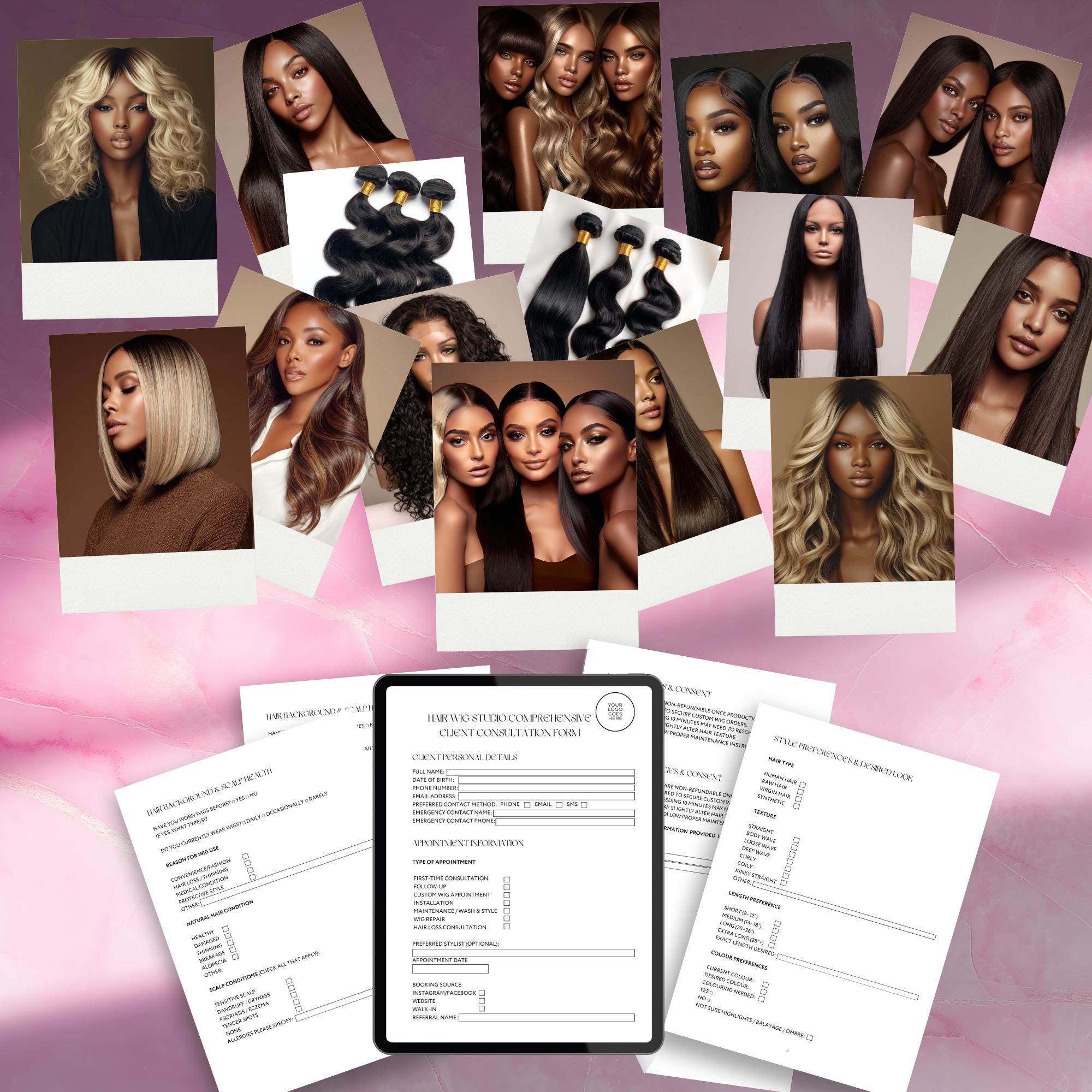 Luxury Hair Extensions Branding Kit,custom Tags, Pink Gold, WB-PGW - Etsy
