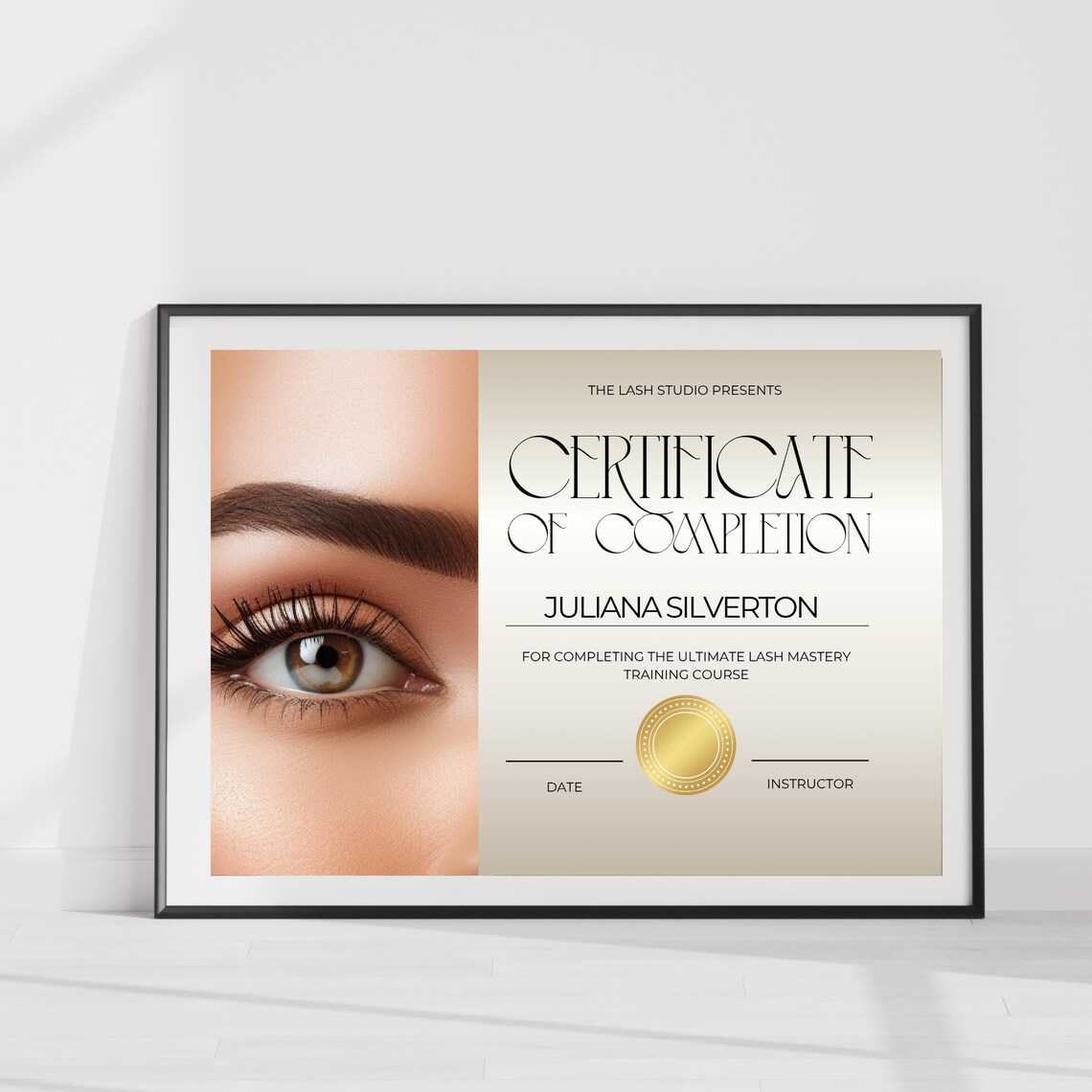 Lash Extension Certificate Template: Editable Gold Award (canva Design ...