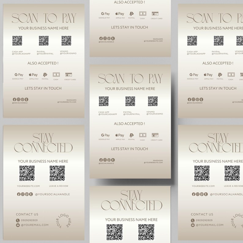 Editable Scan to Pay Sign, QR Code Template (canva) - Etsy