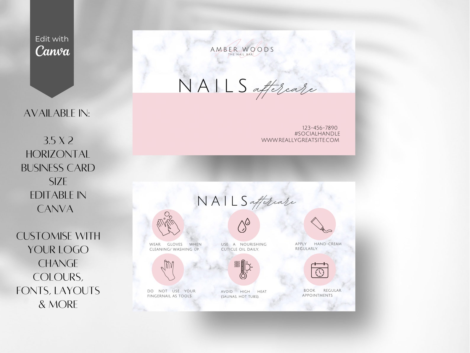 Nail Care Card Template Nail Salon Card for Nail Tech Nails - Etsy