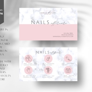 Nail Care Card Template, Nail Salon Card for Nail Tech, Nails Business ...