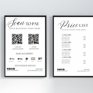 Scan to Pay Sign, Price List Template, QR Code Sign, Printable Payment ...