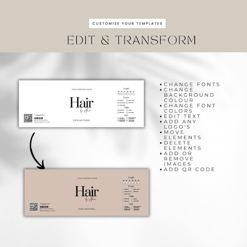 Editable Hair Bundle Wrap Packaging Template, Canva Design (digital ...