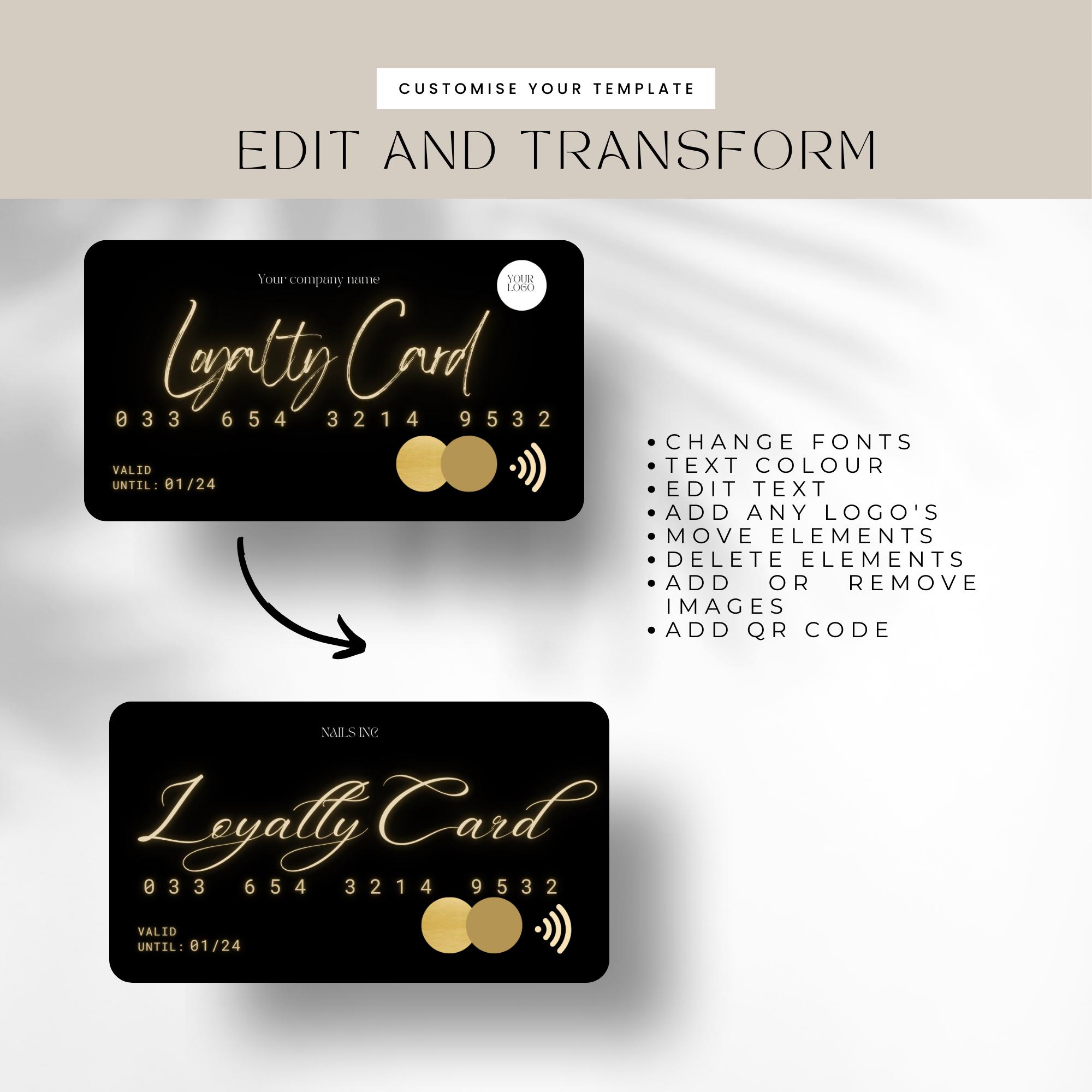 Gold Neon Loyalty Card Template: Beauty & Lash Business (canva Editable ...