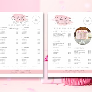 Cake Price List, Bakery Menu Template, Bakery Price List, Cake Social ...