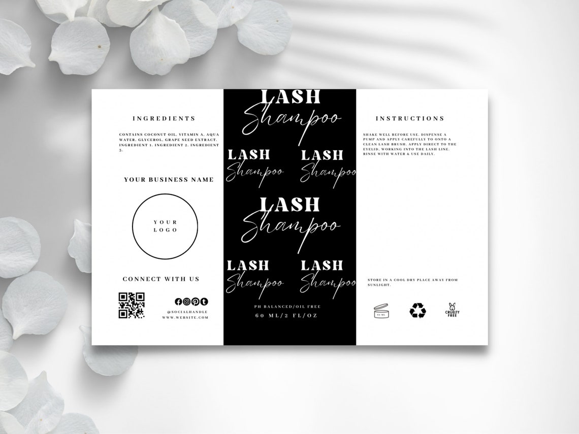 DIY Lash Shampoo Label Template: Editable Wrapper Sticker (digital ...