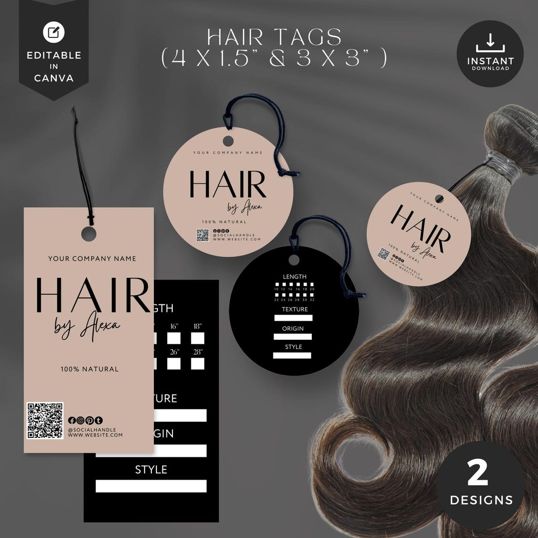DIY Hair Extension Tag Template: Business Packaging (digital Download ...