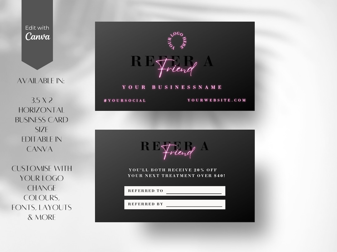 DIY Refer a Friend Loyalty Cards, Referral Card, Hairstylist Business ...