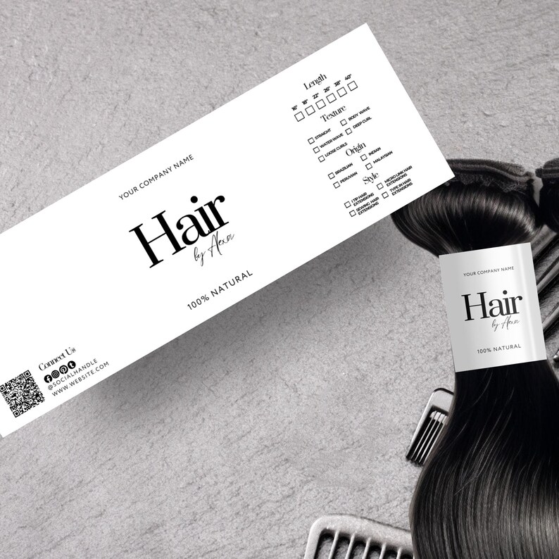 Editable Hair Bundle Wrap Packaging Template, Canva Design (digital ...
