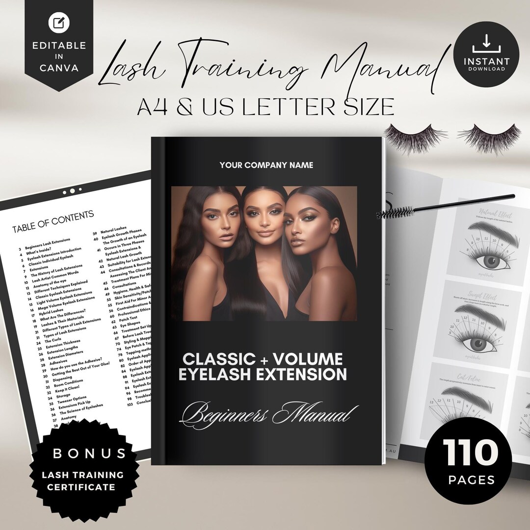 Lash Extension Training Template,classic Hybrid Volume Training, Canva ...