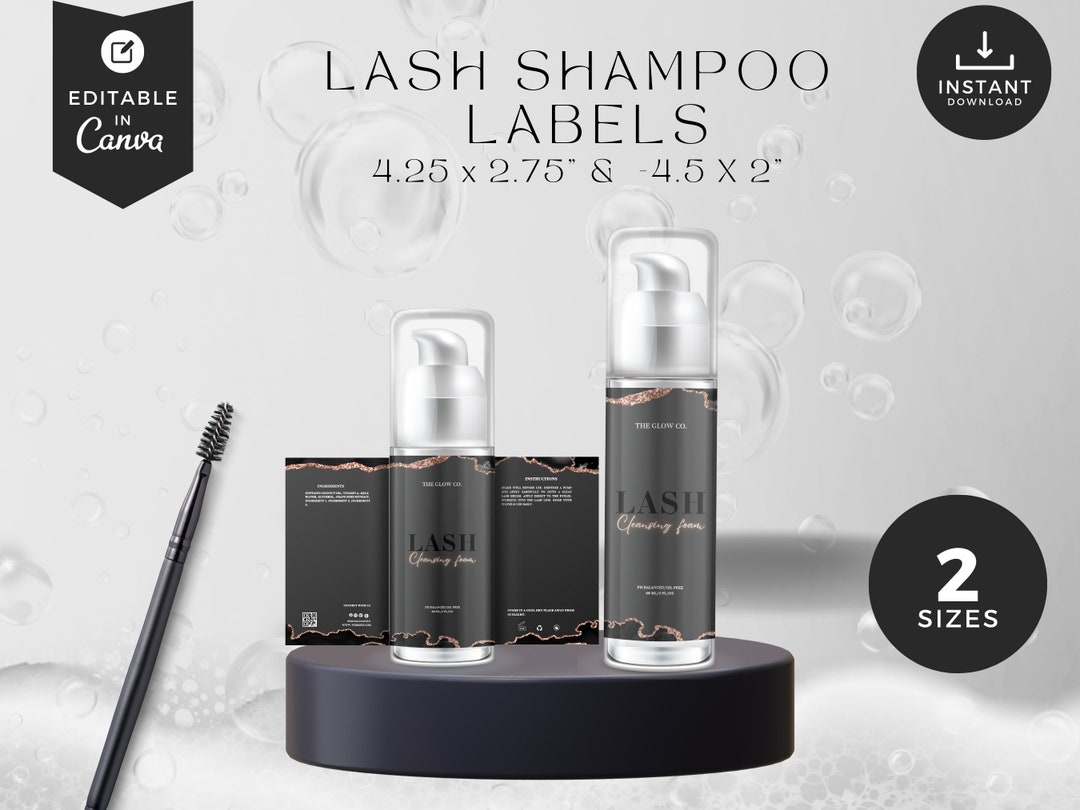 DIY Lash Shampoo Template, Lash Bath Label, Eye Lash Cleanser Template ...