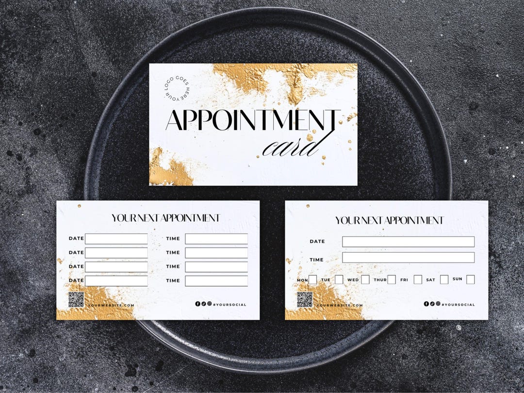 Luxury Gold Appointment Reminder Card Template (edit in Canva) - Etsy