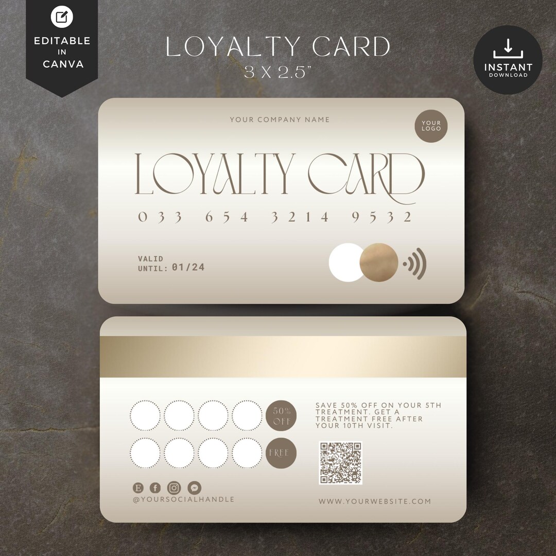 Luxury Gold Loyalty Card Template, Credit Card Style (digital Download ...