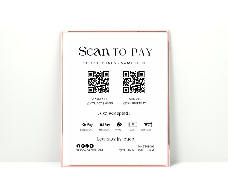 Scan to Pay Sign & Price List Template QR Code Sign - Etsy