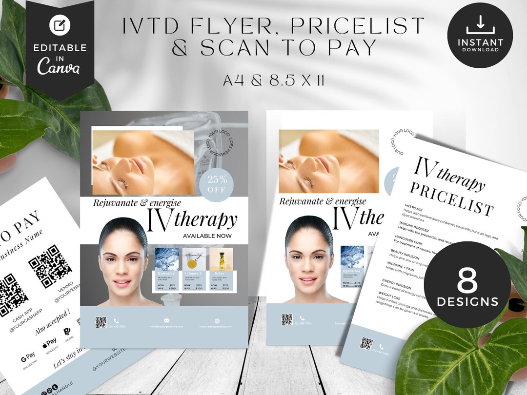 Iv Therapy Marketing Templates, Digital Download , Iv Drip Flyer, IV ...