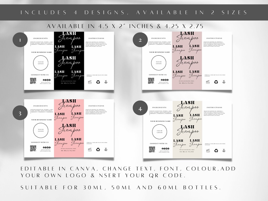 DIY Lash Shampoo Label Template: Editable Wrapper Sticker (digital ...