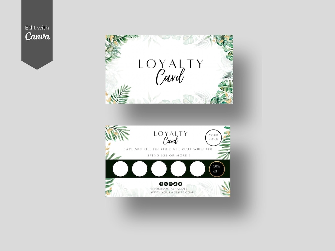 DIY Green Tropical Loyalty VIP Rewards Editable Digital Business Card ...