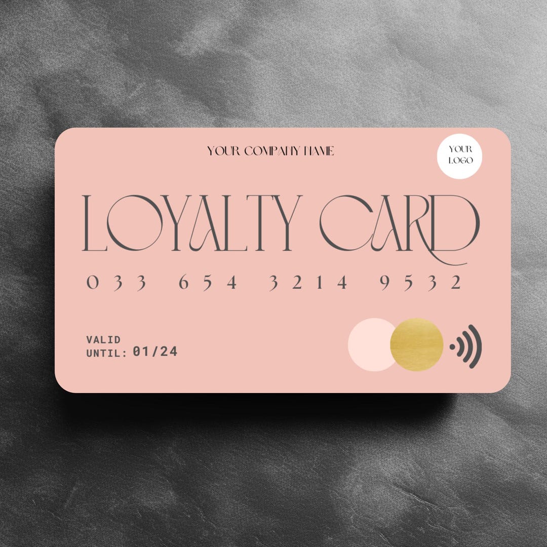 Blush Pink Loyalty Credit Card Template Minimalist Beauty Business ...