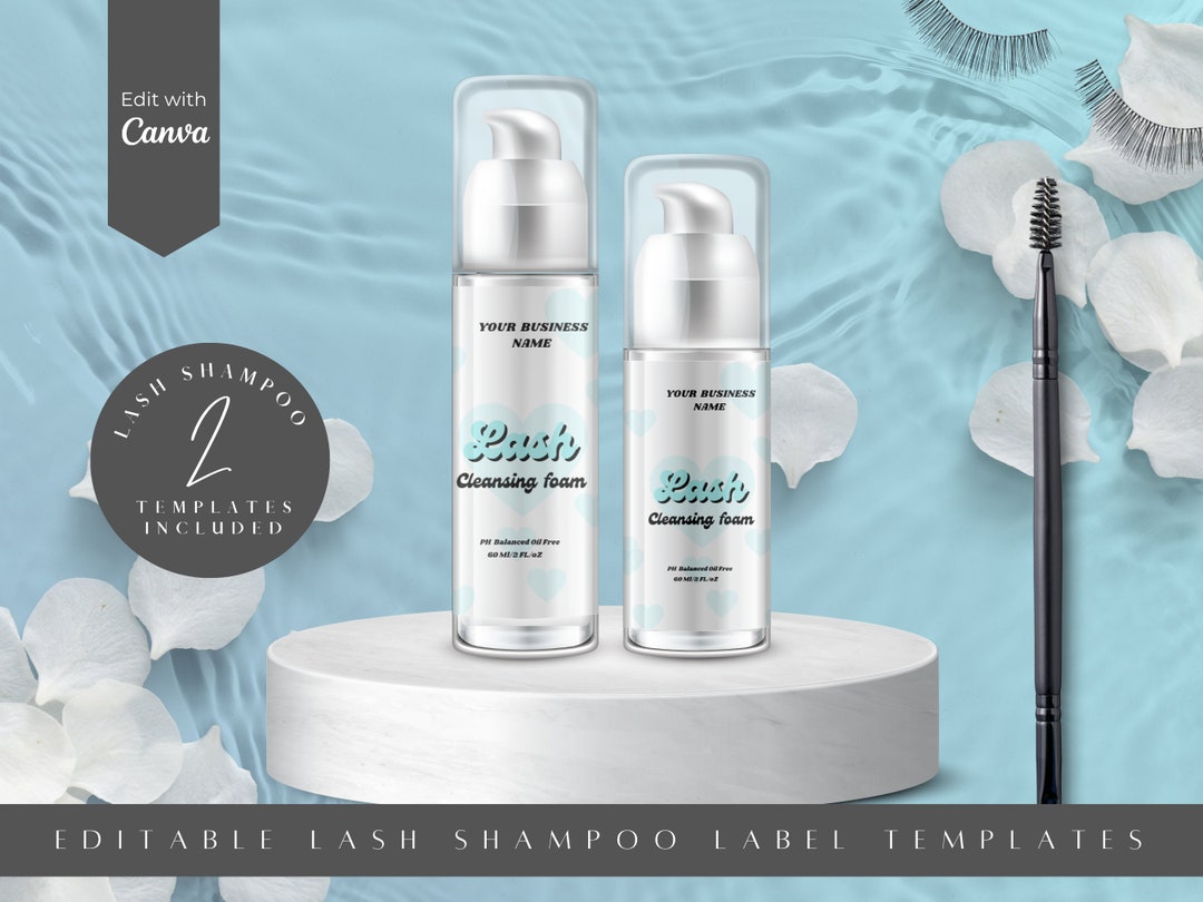 DIY Retro Blue Lash Shampoo Template, Lash Bath Label, Eye Lash ...
