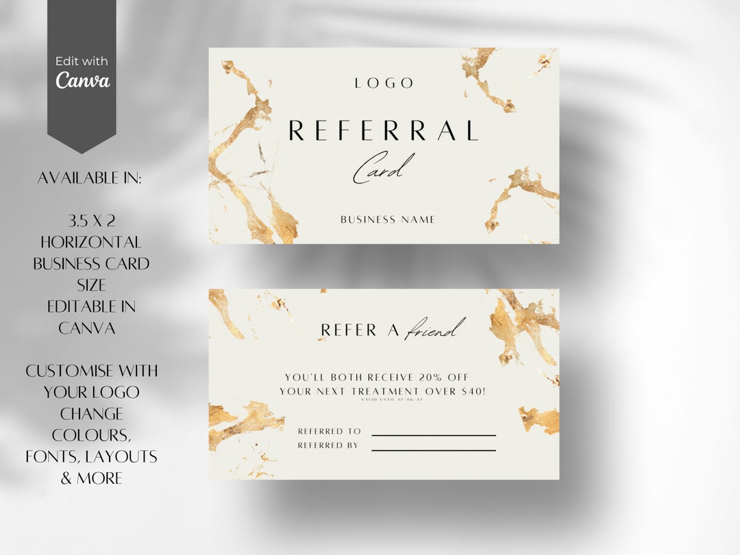 Refer a Friend Card: Ivory & Gold Loyalty Template (digital Download ...
