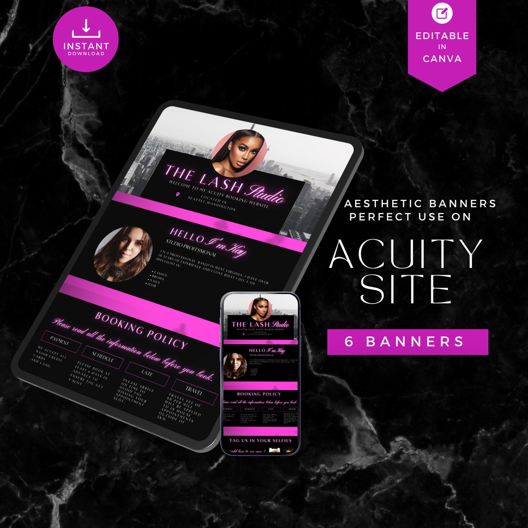 Lash Tech Acuity Scheduling Template,pink and Black Neon,lash Tech ...