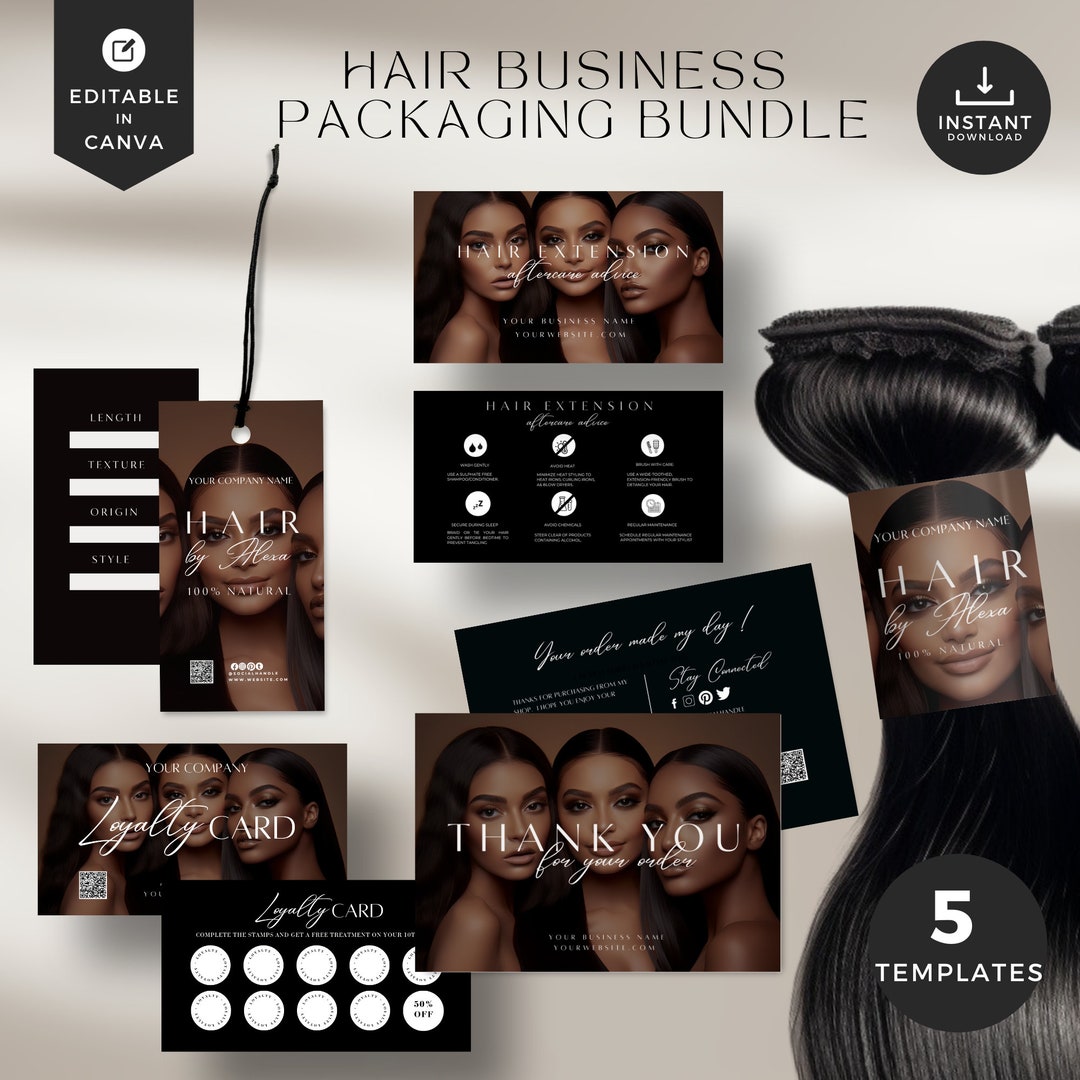 DIY Hair Bundle Tag Template,classy Luxury,hair Extension Business,hair ...