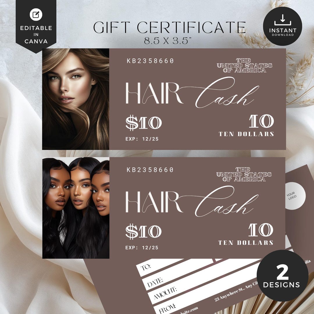 Editable Hair Salon Gift Voucher: Canva Template (digital Download) - Etsy