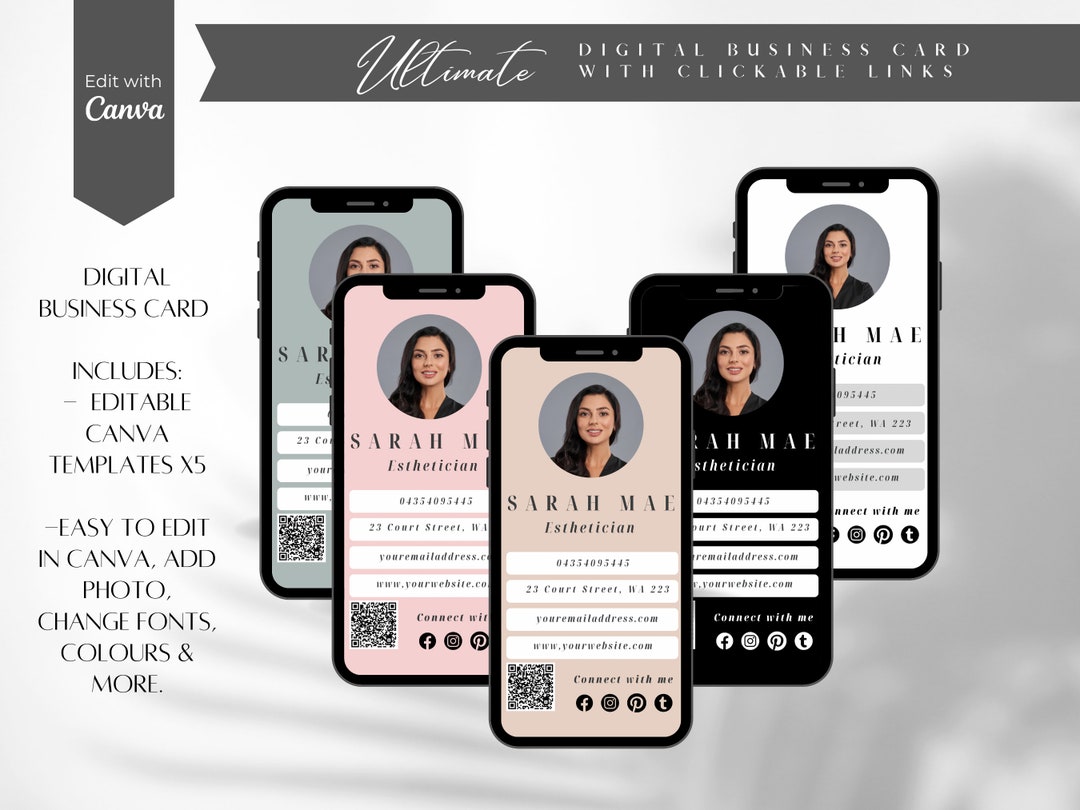 Digital Business Card Clickable Links, Qr Code Card, Esthetician ...