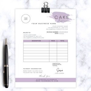 Cake Order Form, Cake Invoice Template, Cake Price List, Bakery Invoice ...
