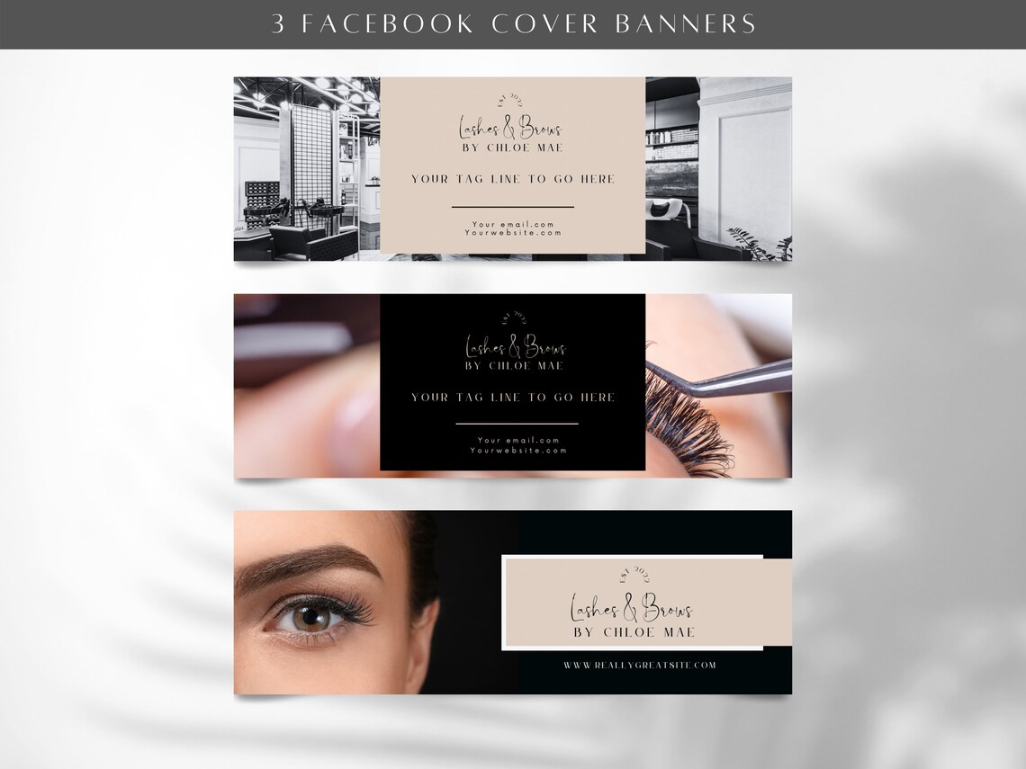 Lash Tech Facebook Cover Templates: Beautician Banner Bundle (digital ...
