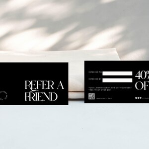 Editable Referral Card Template: Minimalist Black & White Rewards ...