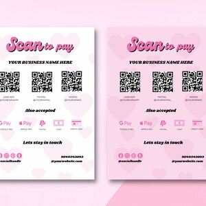 Pink Retro Scan to Pay Template, Scan to Pay Template, Scan to Pay Sign ...