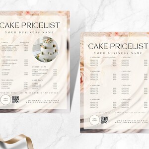 Bakery Price List Template: Luxury Cake Menu (canva Editable, A4 & 8 ...