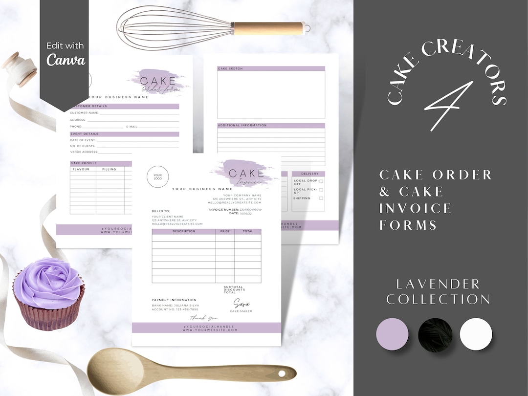 Cake Order Form, Cake Invoice Template, Cake Price List, Bakery Invoice ...