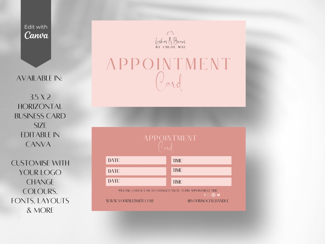 Editable Beauty Business Appointment Card , Minimal Appointment Card ...
