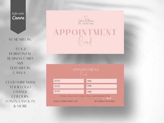 Editable Beauty Business Appointment Card Minimal | Etsy