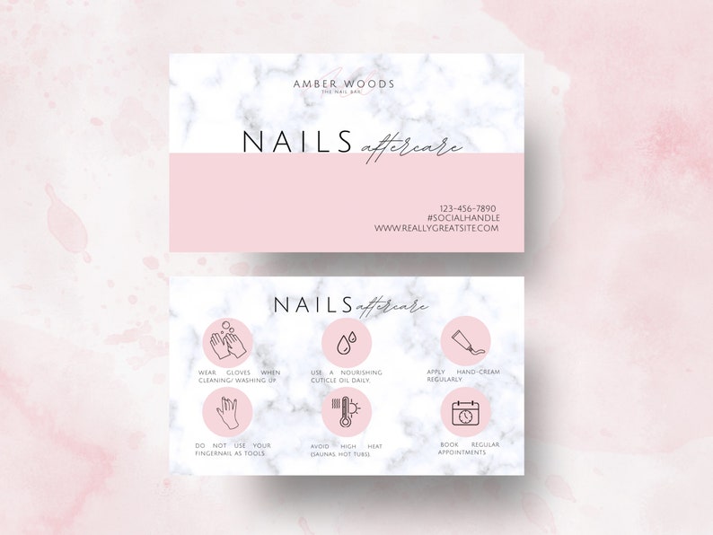 Nail Care Card Template Nail Salon Card for Nail Tech Nails - Etsy
