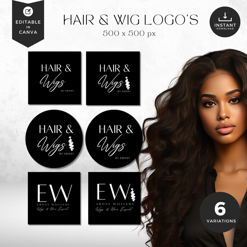 Hair Extensions Logo: Premade Beauty Logo Design (canva Template) - Etsy