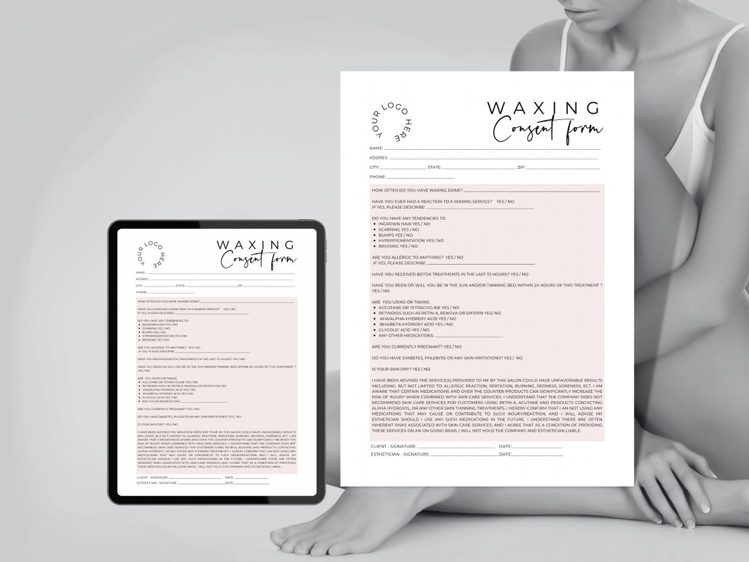 Editable Waxing Treatment Forms, Professional Esthetician Forms Bundle ...