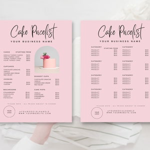 Cake Price List, Bakery Menu Template, Bakery Price List, Cake Social ...